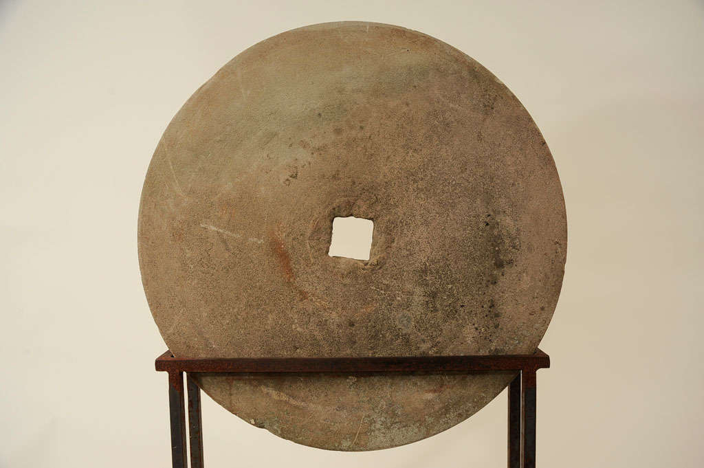 Vintage Grain Grinding Wheel on Iron Stand For Sale at 1stDibs ...