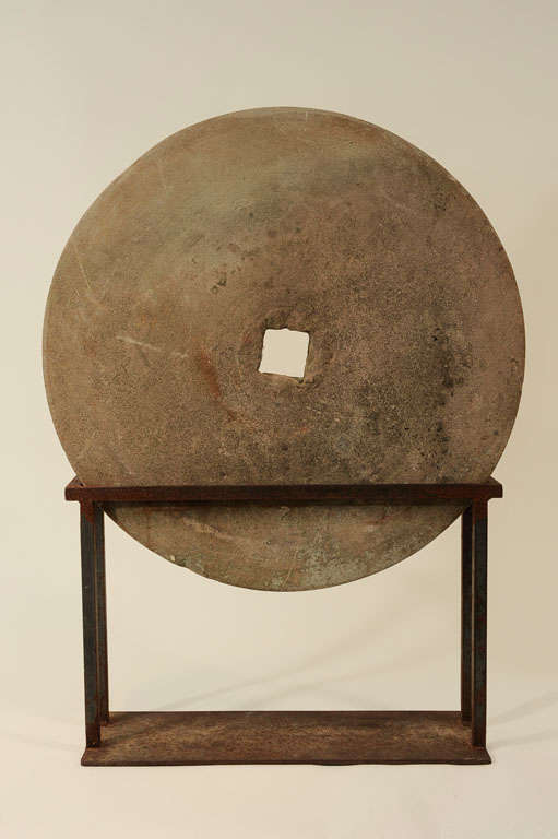 Vintage Grain Grinding Wheel on Iron Stand For Sale at 1stDibs ...