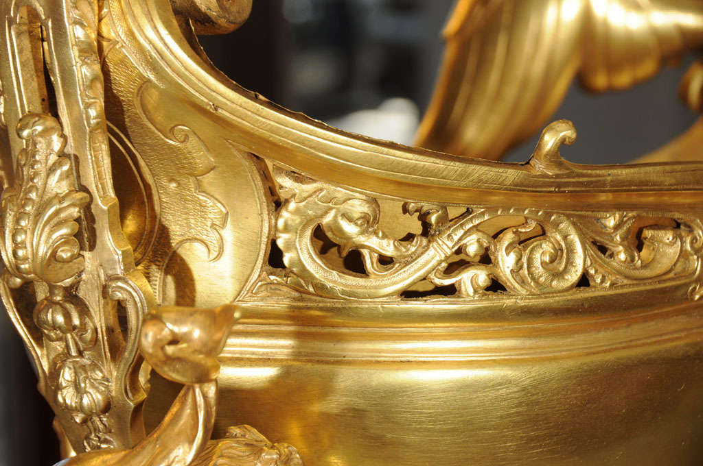 Large 19th Century French bronze dore centerpiece/marble base at 1stDibs