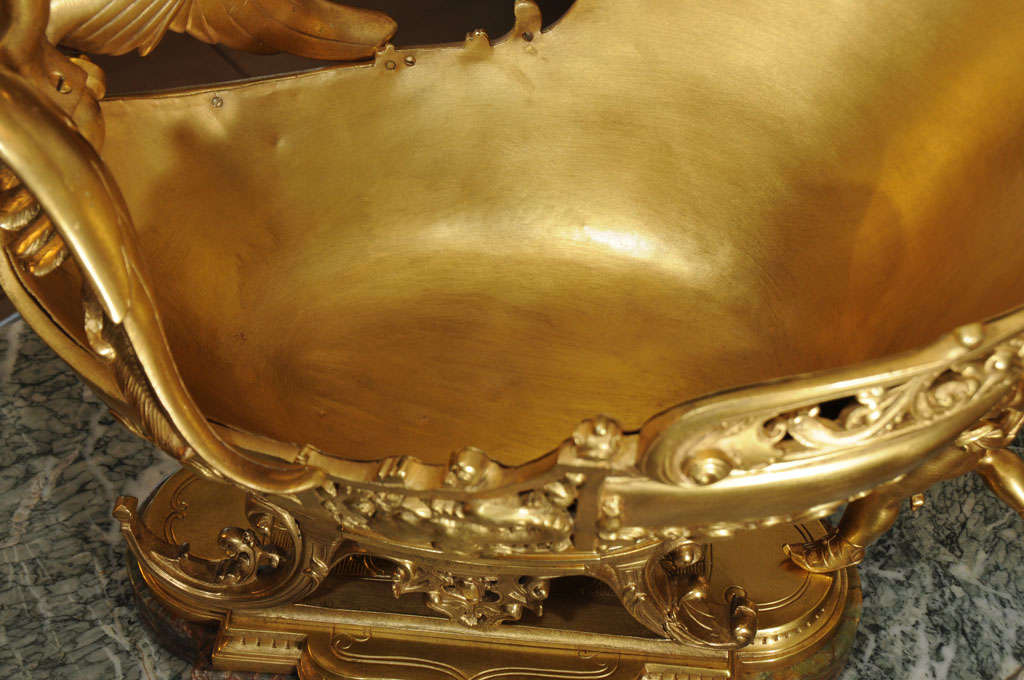 Large 19th Century French bronze dore centerpiece/marble base at 1stDibs