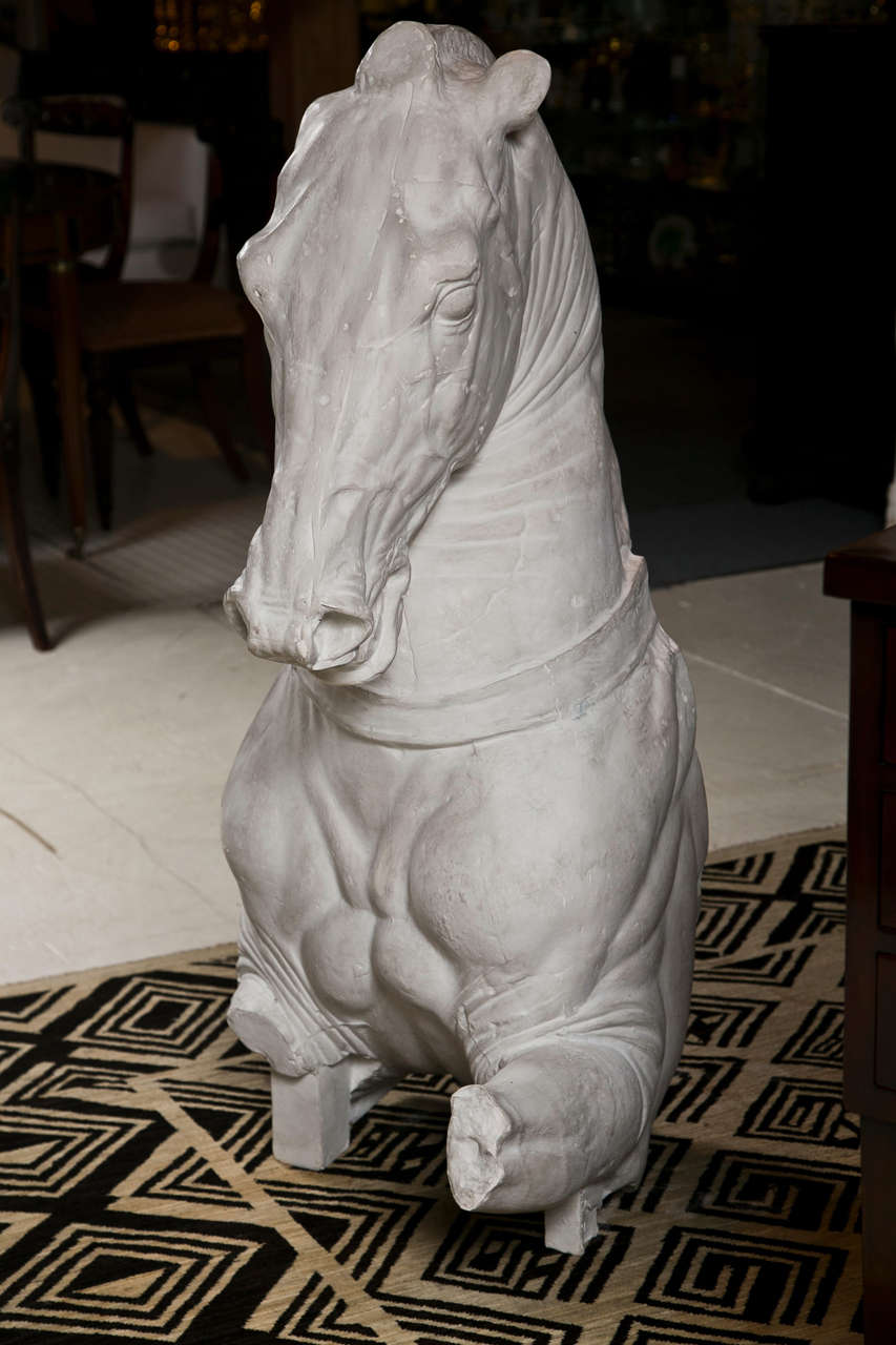 Monumental Late 19th C Continental Plaster Horse Sculpture at 1stDibs