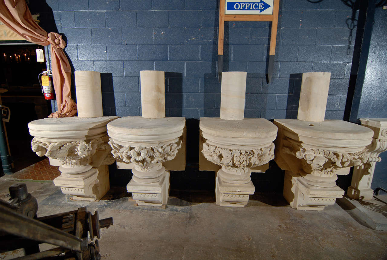 19th Century Set of 4 Carved Stone Corbels For Sale at 1stDibs