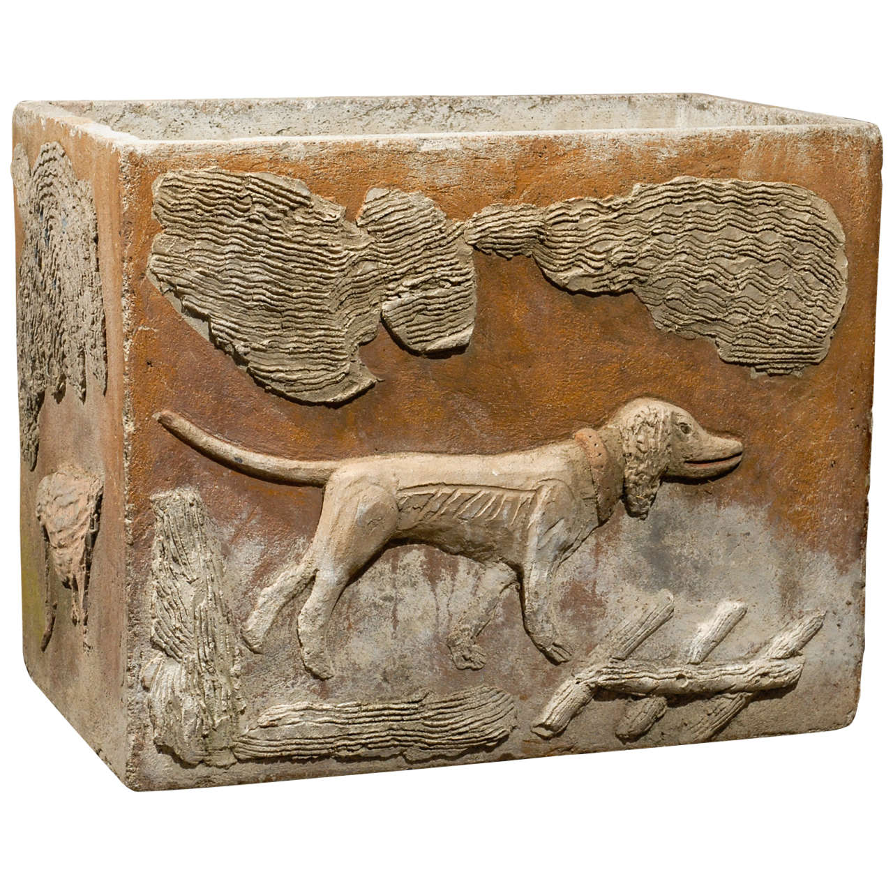 Large Trough Planter with Dog and Fox at 1stDibs