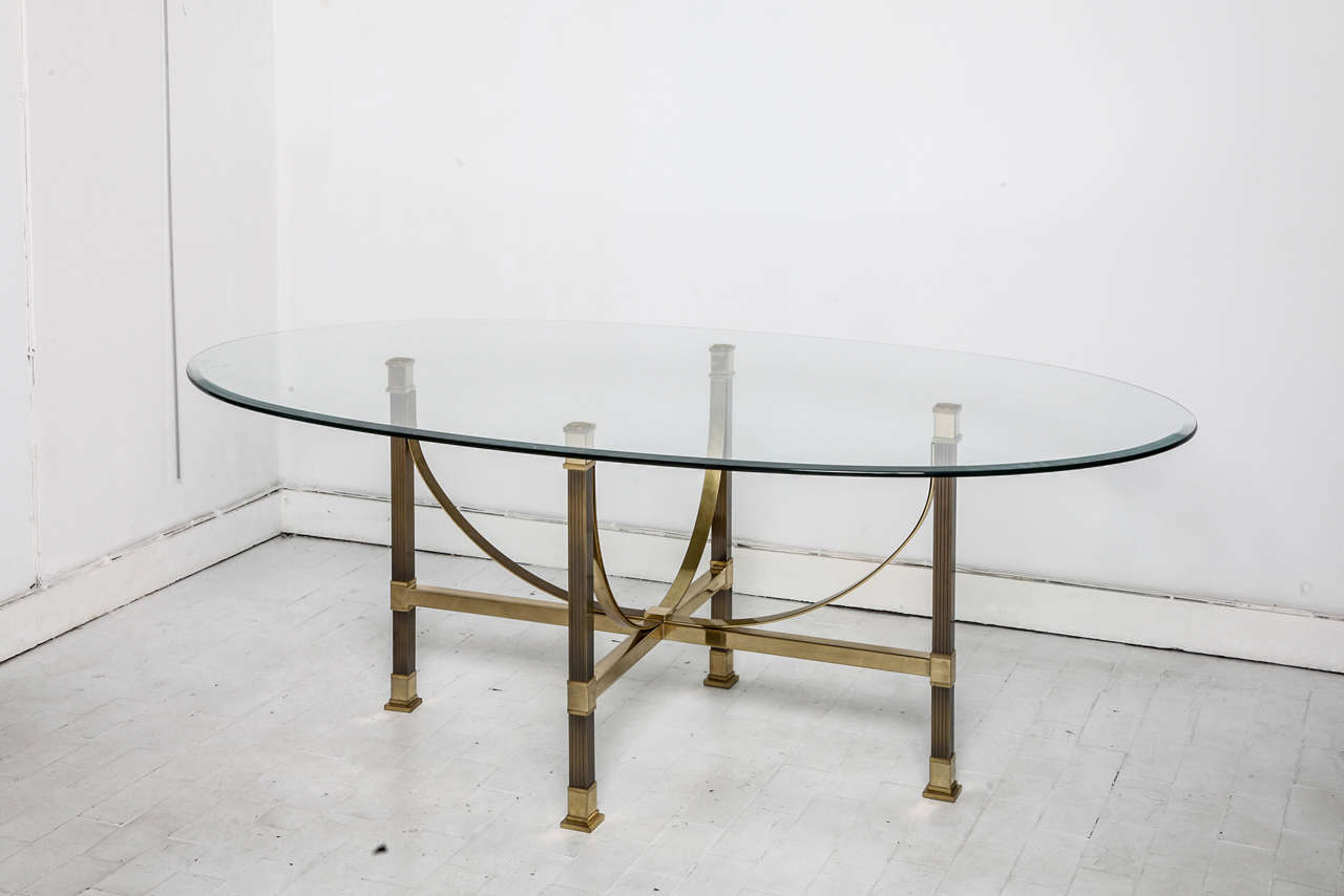 Fine Ovale Brass and Glass Dining Table at 1stDibs