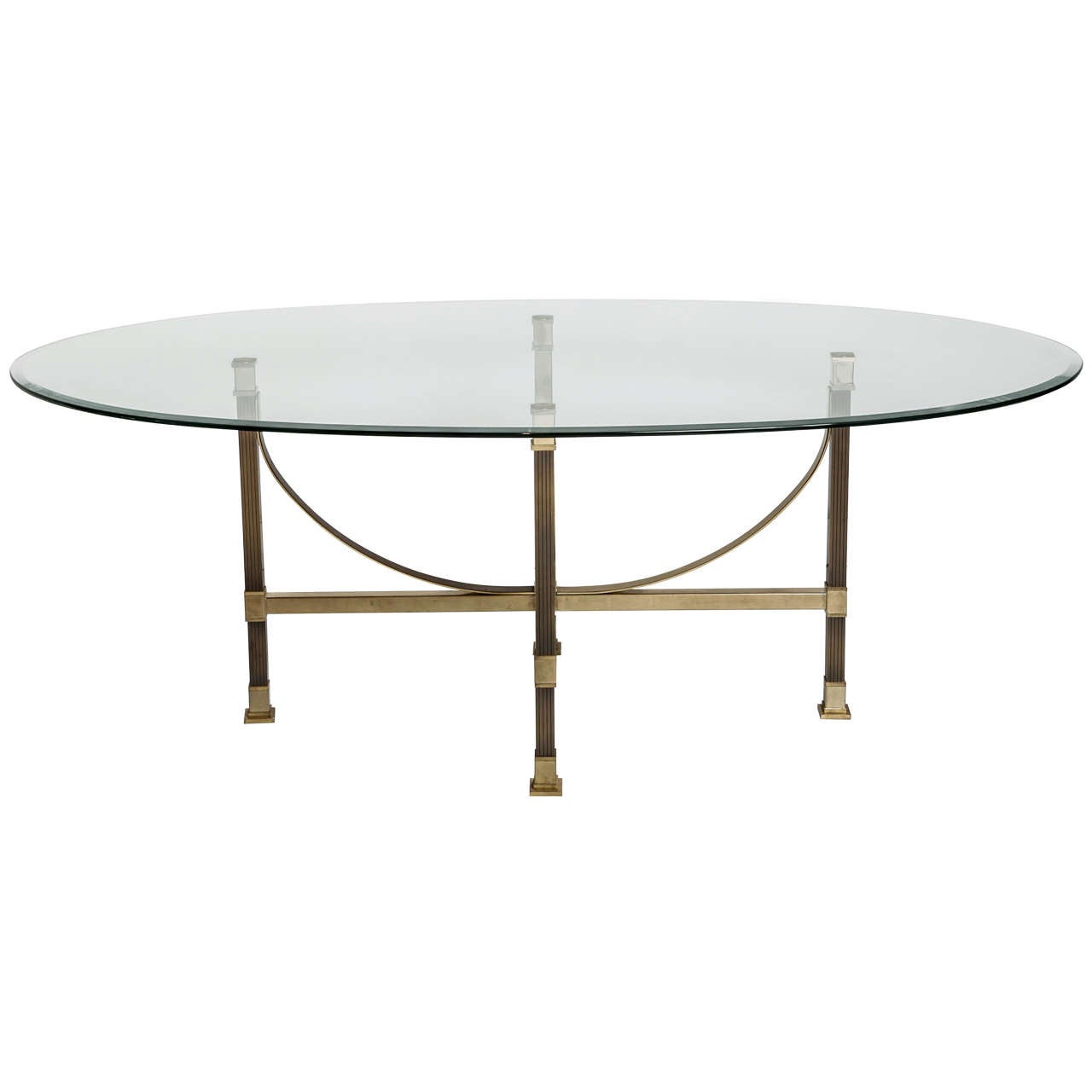 Fine Ovale Brass and Glass Dining Table at 1stDibs