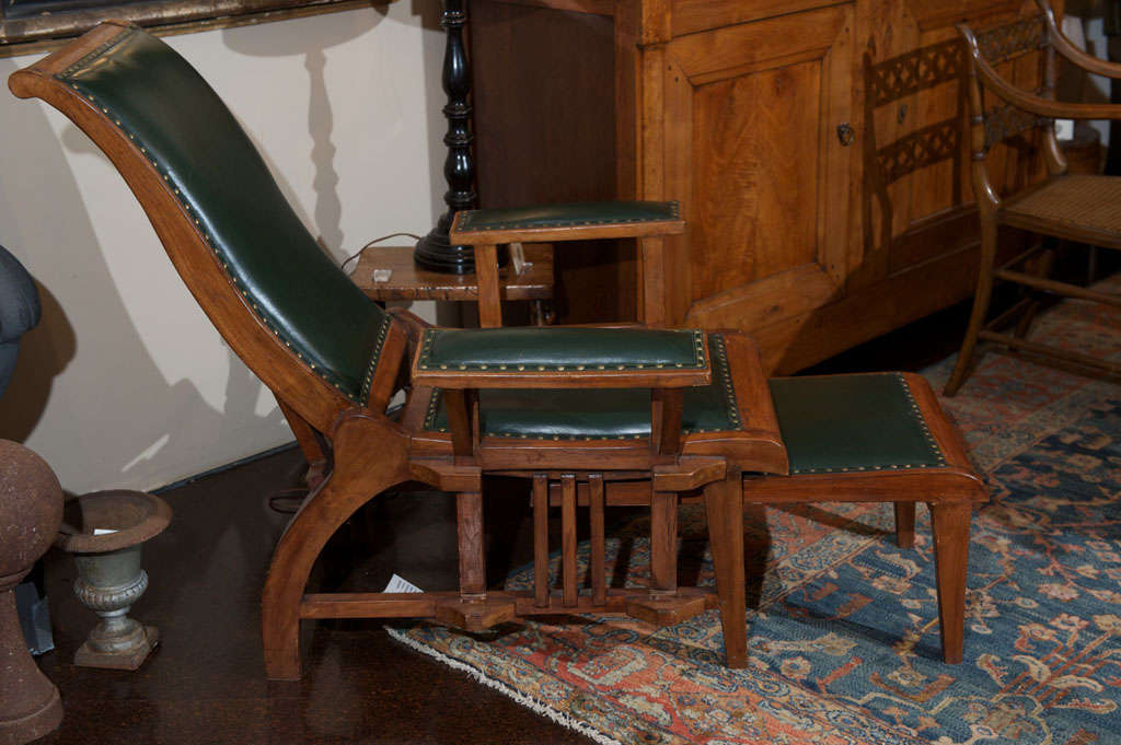Teak and Leather Steamer Chair at 1stDibs