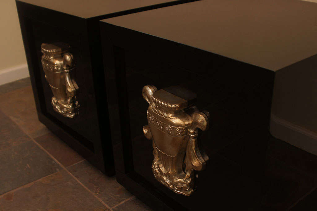 Pair of Urn Front Cabinets by James Mont For Sale at 1stDibs