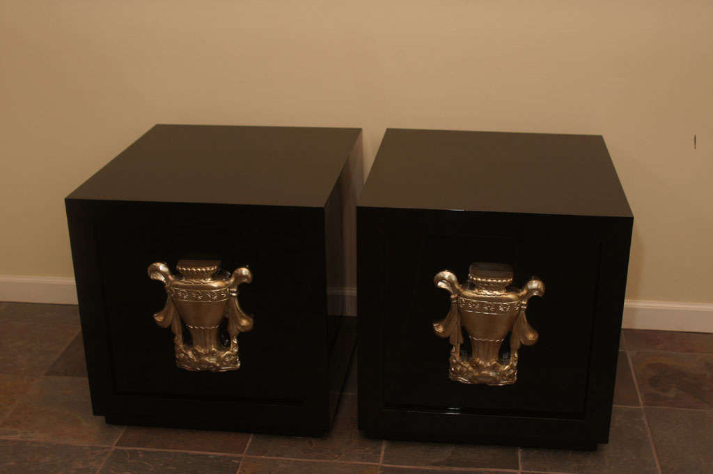 Pair of Urn Front Cabinets by James Mont For Sale at 1stDibs