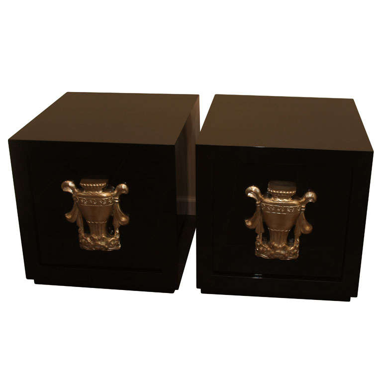 Pair of Urn Front Cabinets by James Mont For Sale at 1stDibs