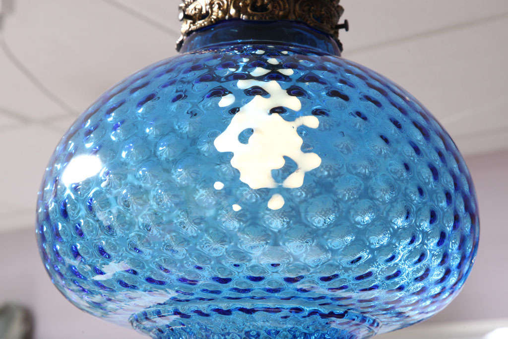 Large Very Blue Glass Chandelier at 1stDibs