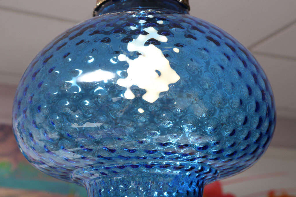 Large Very Blue Glass Chandelier at 1stDibs