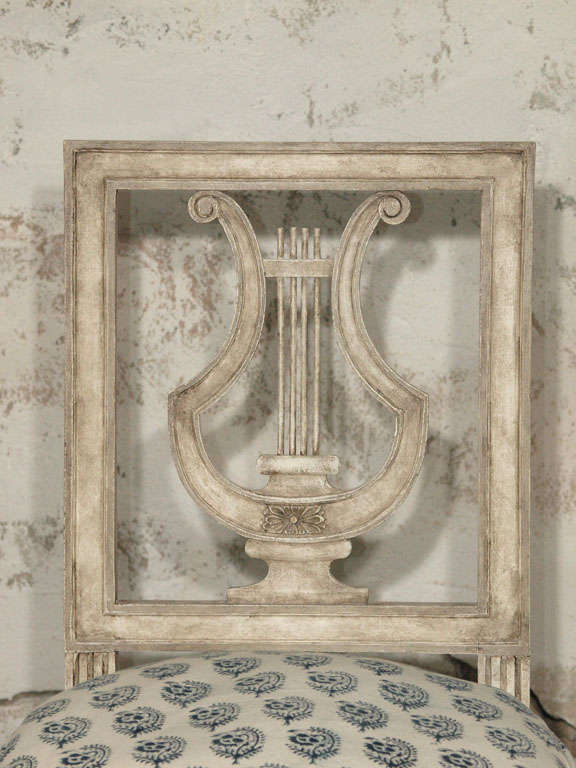 Breathtaking Louis XVI Painted Lyre Back Chair at 1stDibs