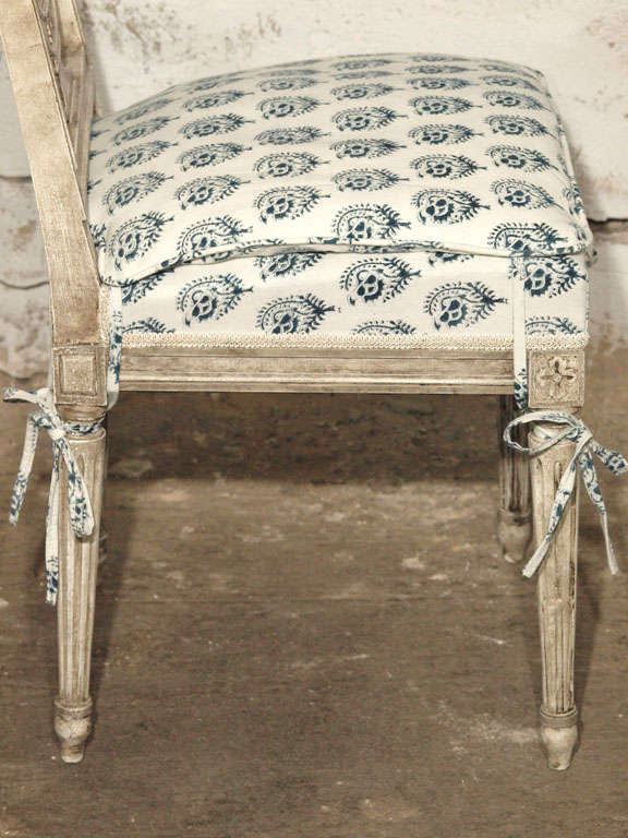 Breathtaking Louis XVI Painted Lyre Back Chair at 1stDibs