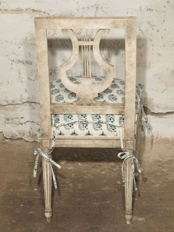 Breathtaking Louis XVI Painted Lyre Back Chair at 1stDibs