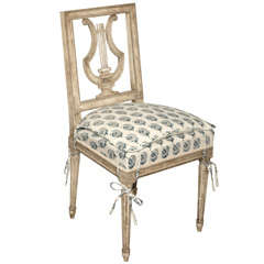 Breathtaking Louis XVI Painted Lyre Back Chair at 1stDibs