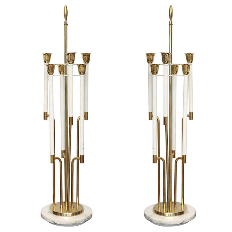 Pair of Large Antique Brass and Marble Table Lamps Depicting Greek Goddess Athena at 1stDibs