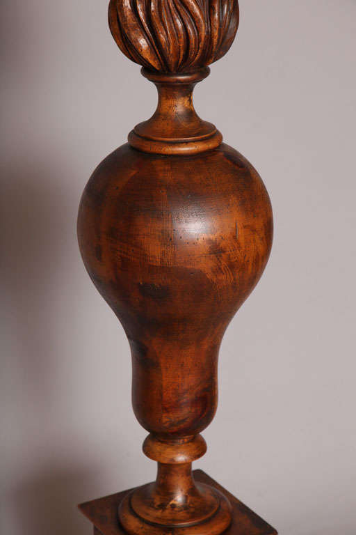 Large Walnut Flaming Urn Finial by Chapman For Sale at 1stDibs