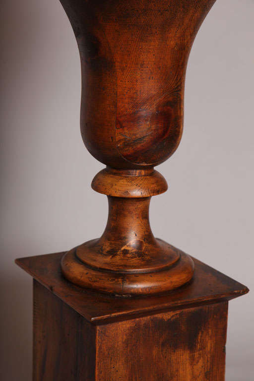 Large Walnut Flaming Urn Finial by Chapman For Sale at 1stDibs