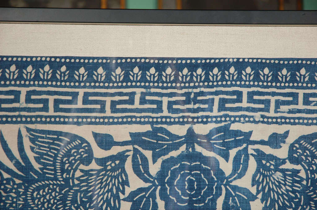 Framed Indigo Block Print at 1stDibs