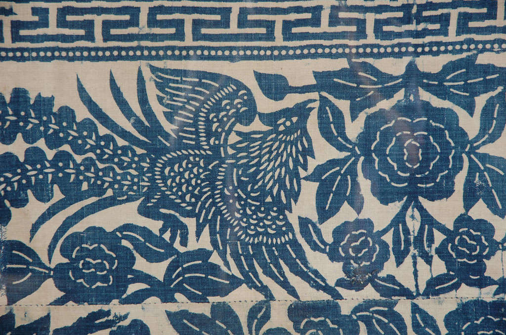 Framed Indigo Block Print at 1stDibs