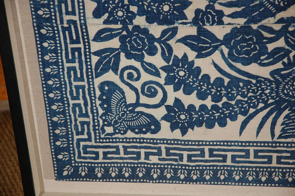 Framed Indigo Block Print at 1stDibs