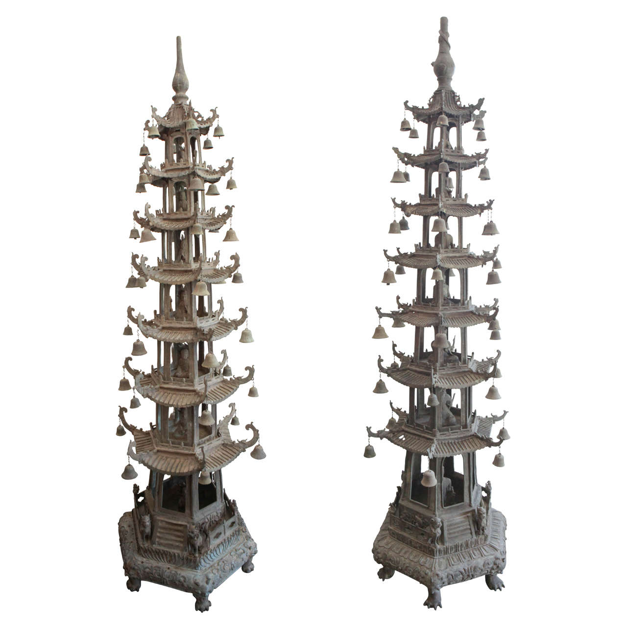 Pair of Grand, 19th Century Metal Pagodas at 1stDibs