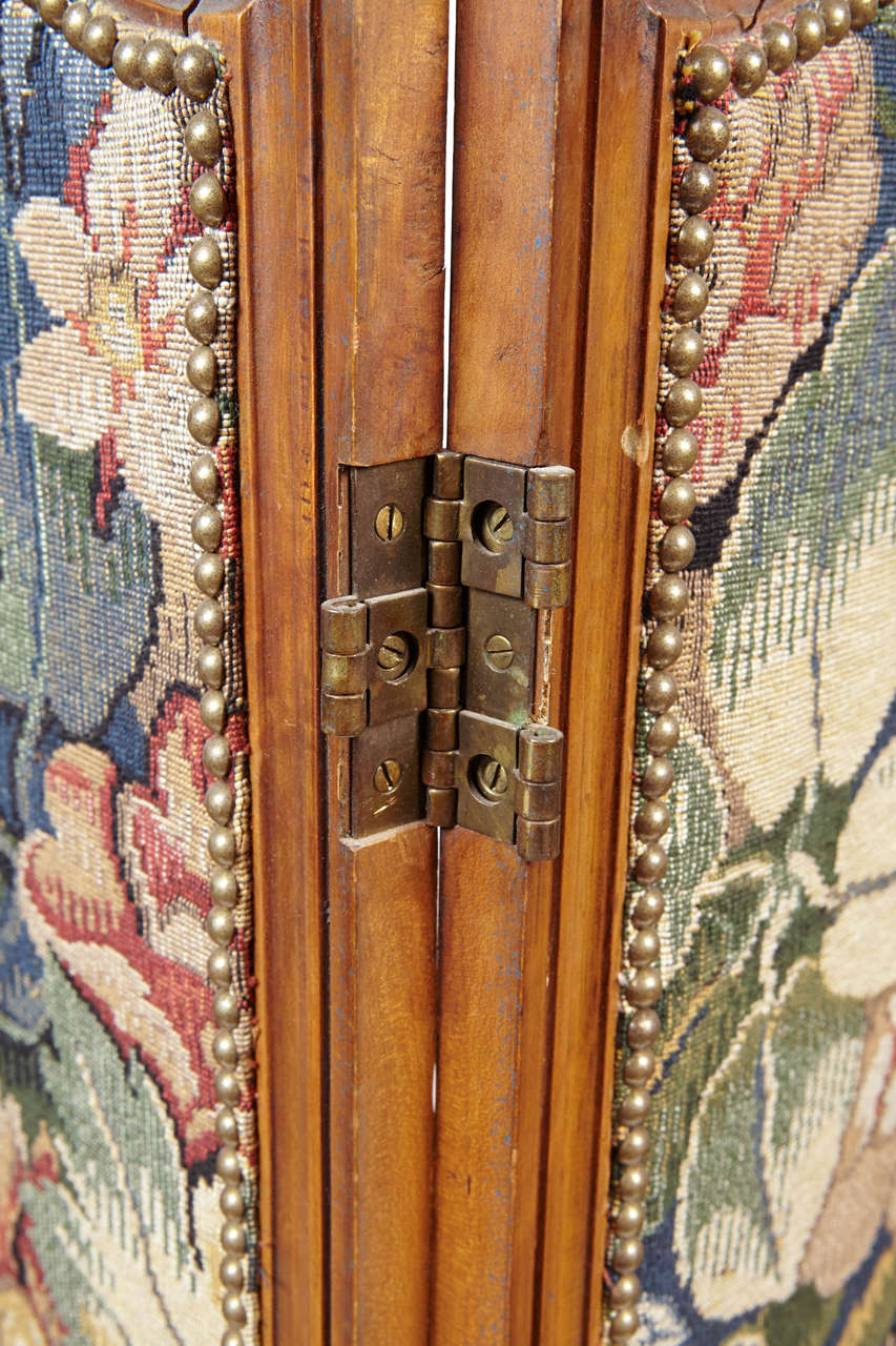 Small French Folding Screen With Floral Tapestry at 1stDibs