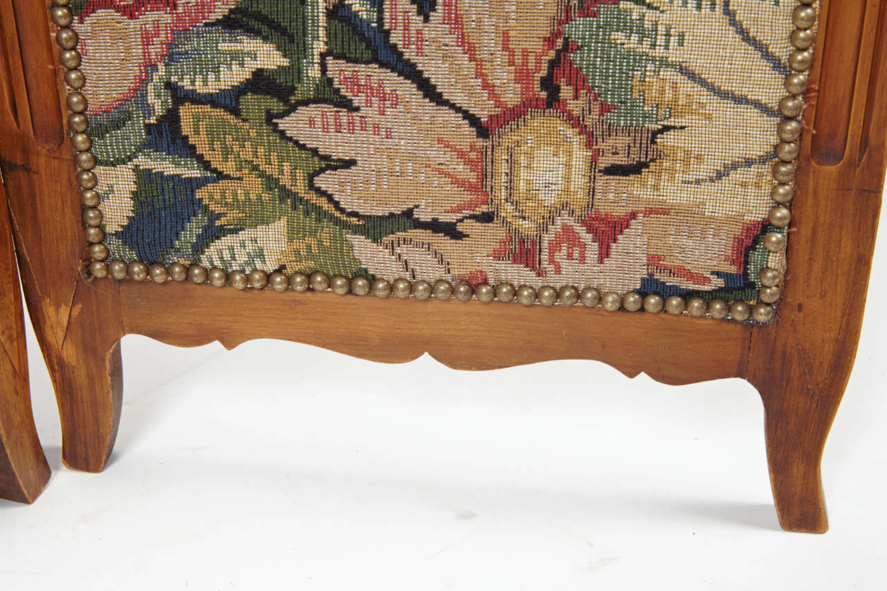 Small French Folding Screen With Floral Tapestry at 1stDibs