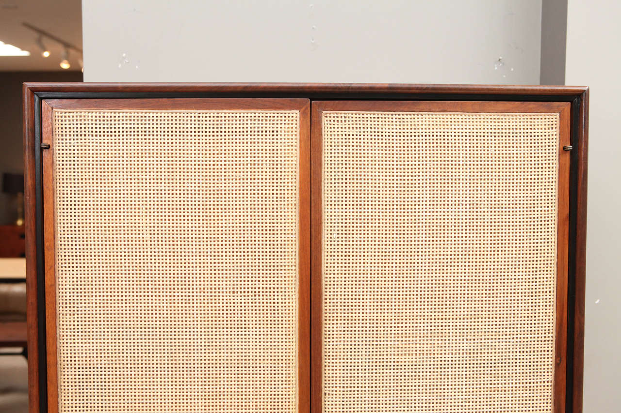Tall Walnut and Cane Cabinet with Drawers at Bottom at 1stDibs | cane ...