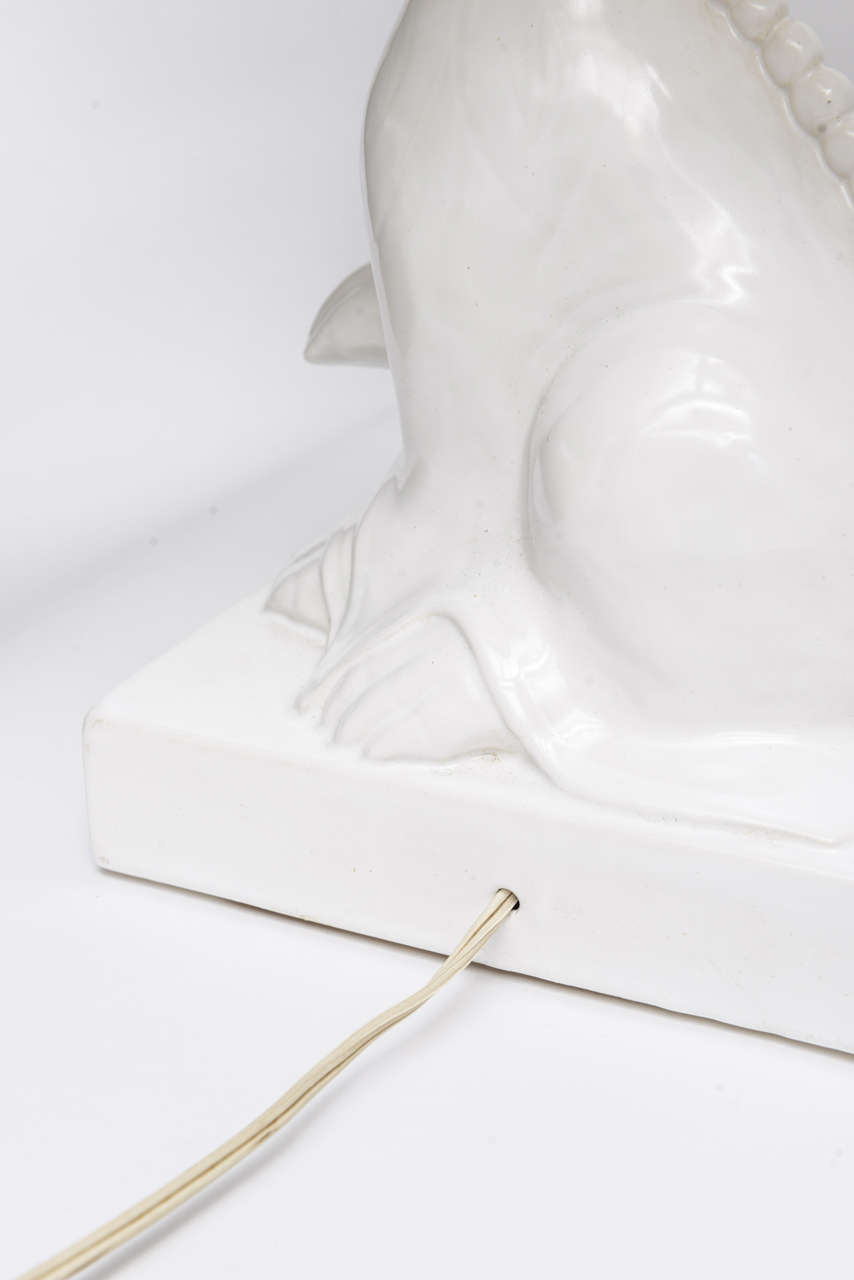 Pair of Mid Century Ceramic Foo Dog Table Lamps at 1stDibs