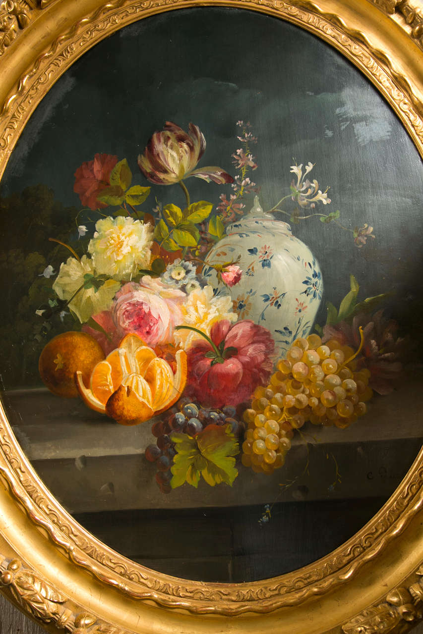 Pair of Oval Still Life Paintings at 1stDibs | oval paintings, oval ...