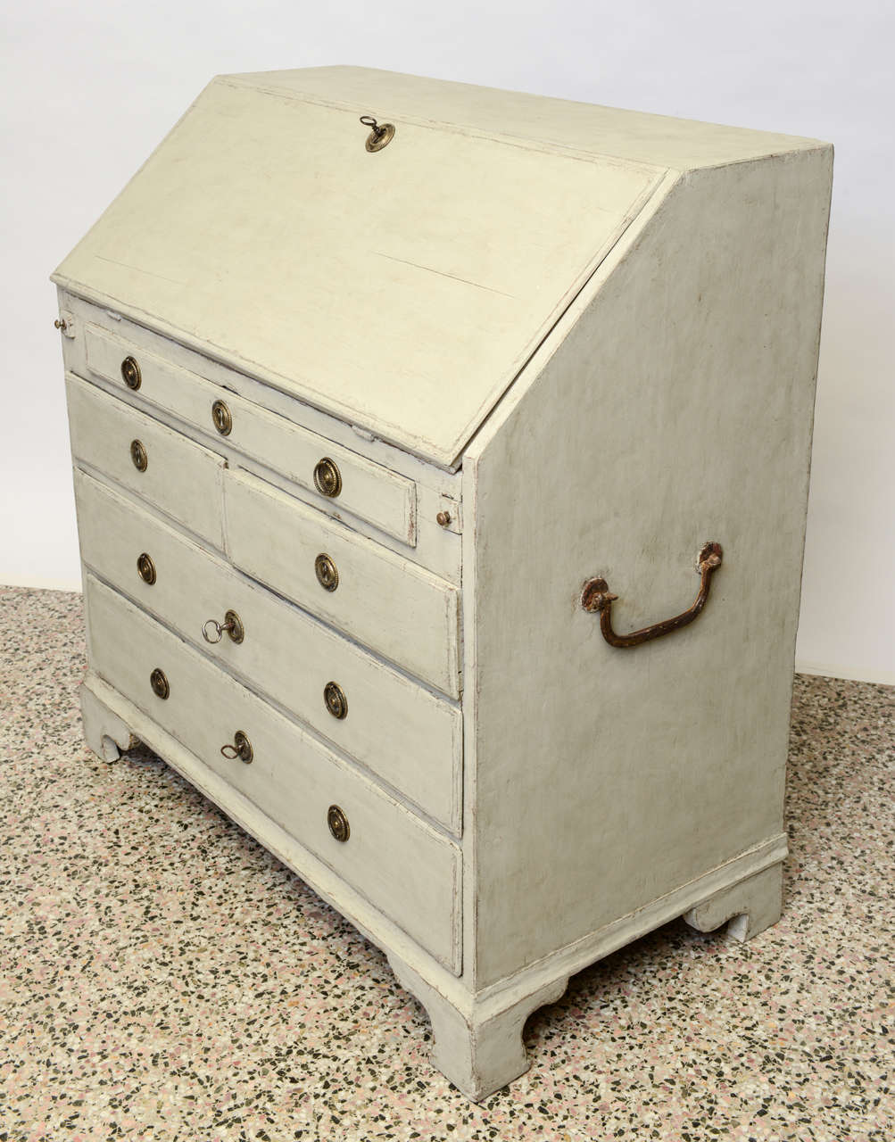 Antique Swedish Period Slant Front White Writing Desk. at 1stDibs