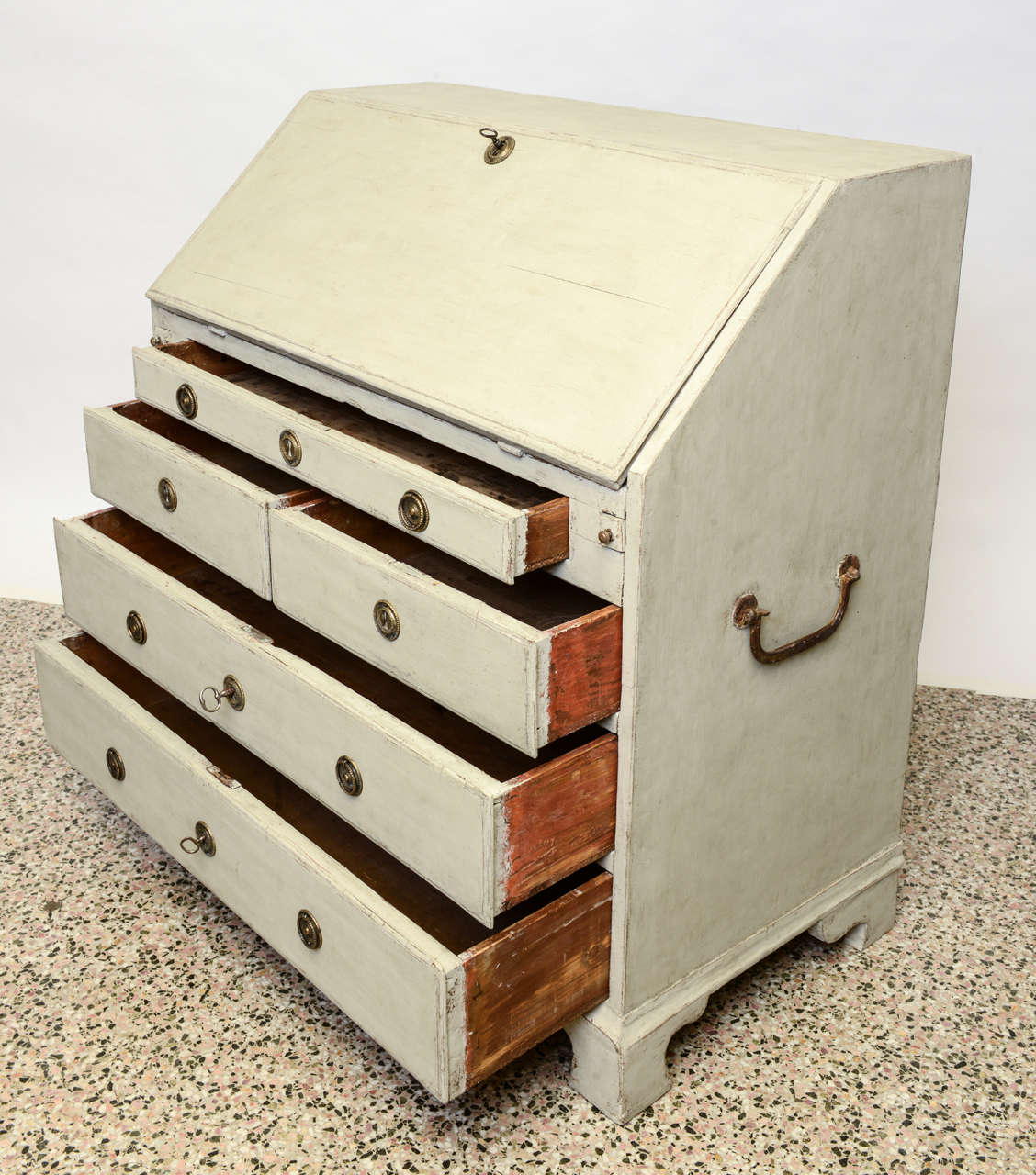 Antique Swedish Period Slant Front White Writing Desk. at 1stDibs