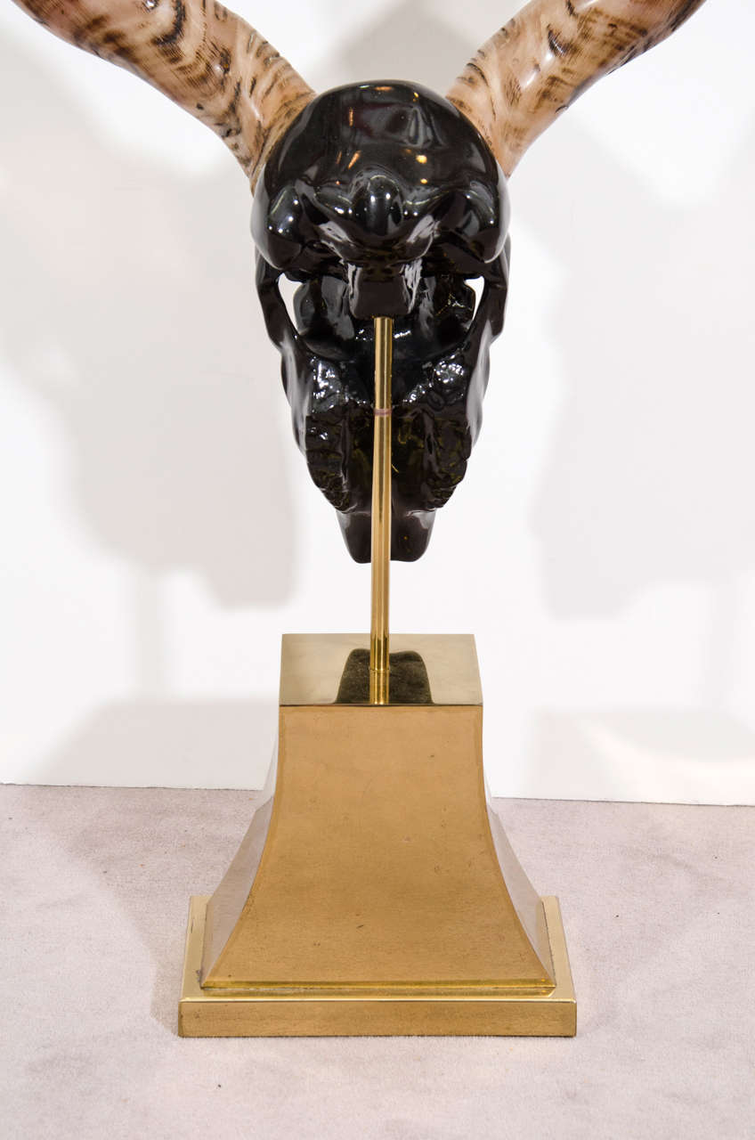 Ibex Skull Sculpture with Horn and Malachite at 1stDibs