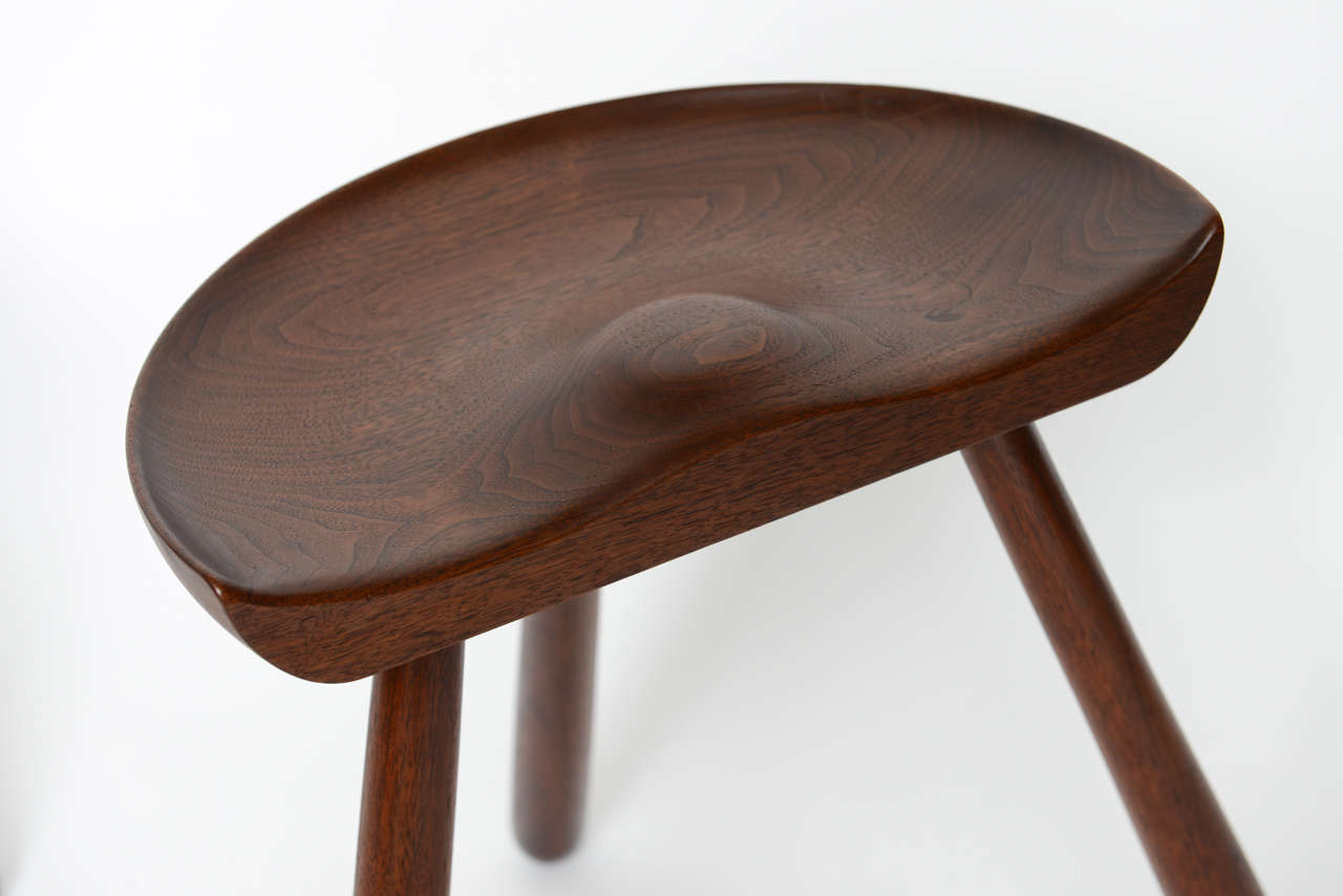 Pair of Danish Three-Legged Stools at 1stDibs | 1 legged stool