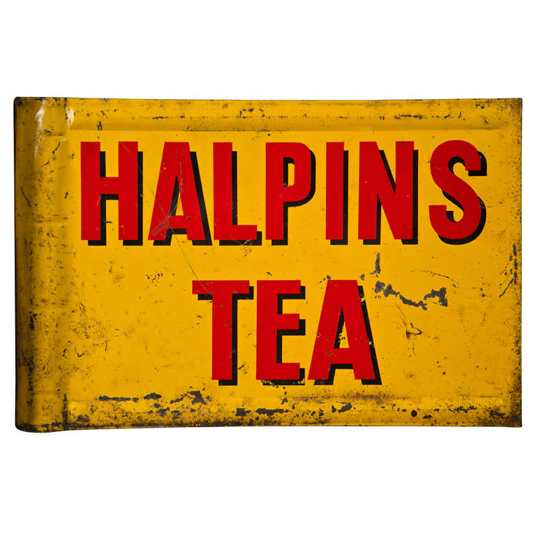 Antique "Halpins Tea" Two-Sided Sign at 1stDibs