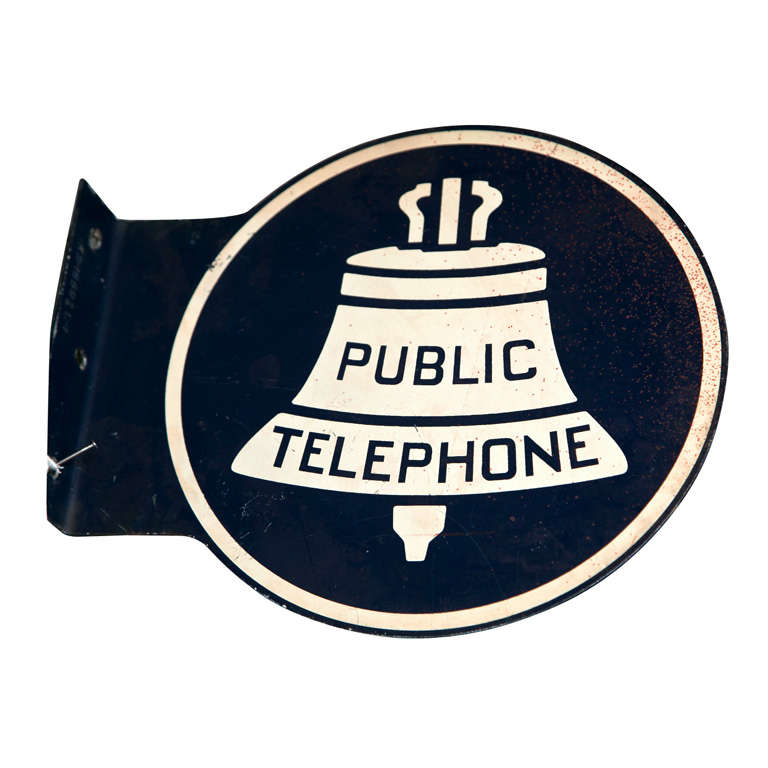 Antique "Public Telephone" Sign at 1stDibs | public telephone sign, old ...