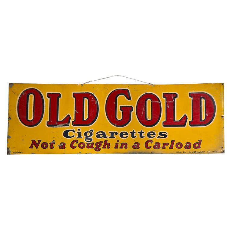 Antique "Old Gold Cigarettes" Sign For Sale at 1stDibs | old gold ...