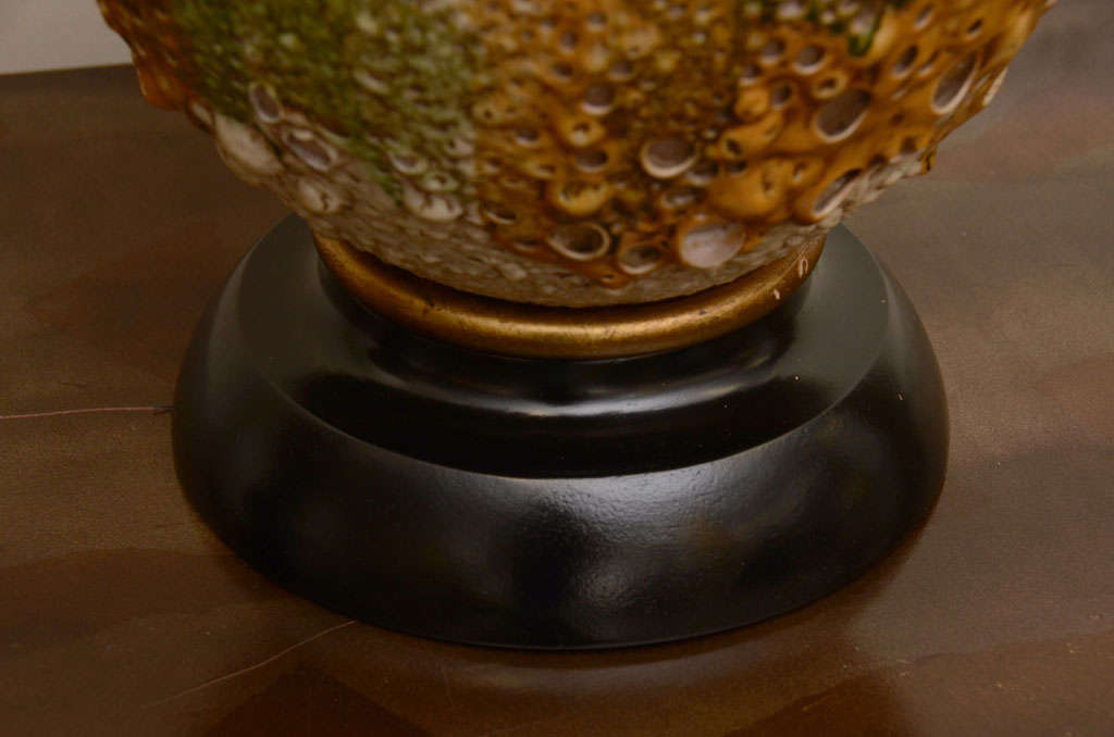 Pair Of Dramatic Volcanic Glazed Ceramic Lamps For Sale at 1stDibs