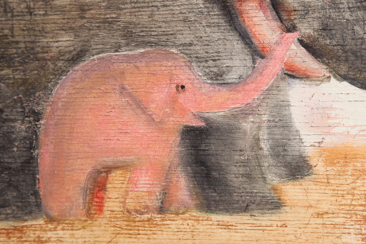 Mother Elephant and Baby Pink Elephant by Fong Chow at 1stDibs