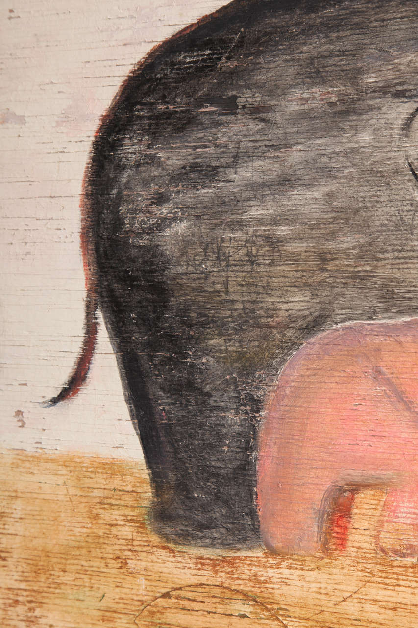 Mother Elephant and Baby Pink Elephant by Fong Chow at 1stDibs