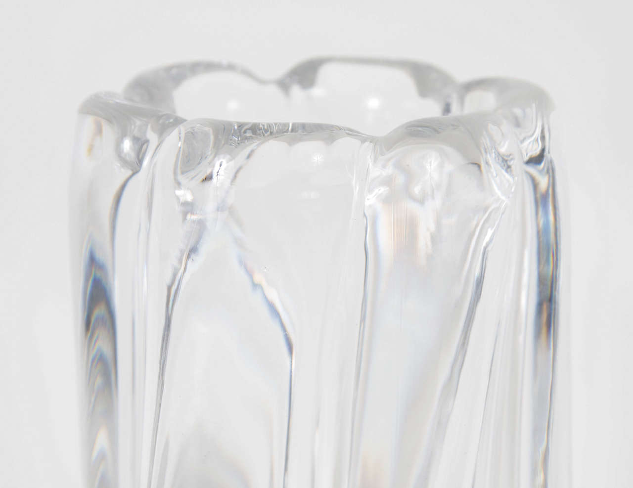 Mid-Century Modernist Swirled Rib Crystal Glass Vase by Orrefors at 1stDibs