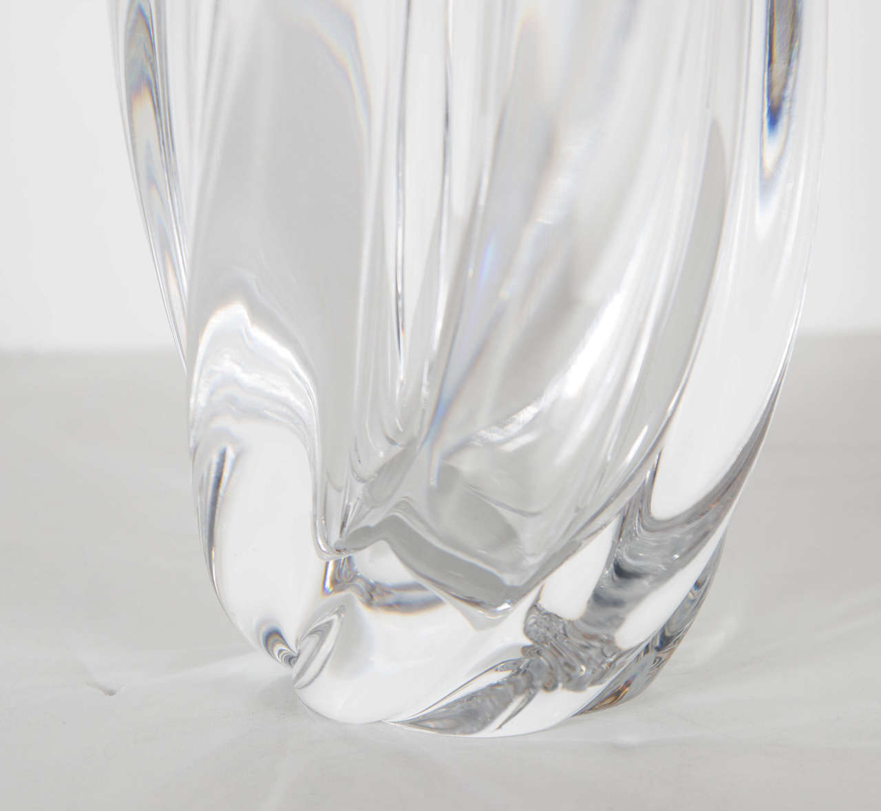 Mid-Century Modernist Swirled Rib Crystal Glass Vase by Orrefors at 1stDibs