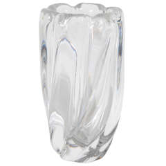 Mid-Century Modernist Swirled Rib Crystal Glass Vase by Orrefors at 1stDibs