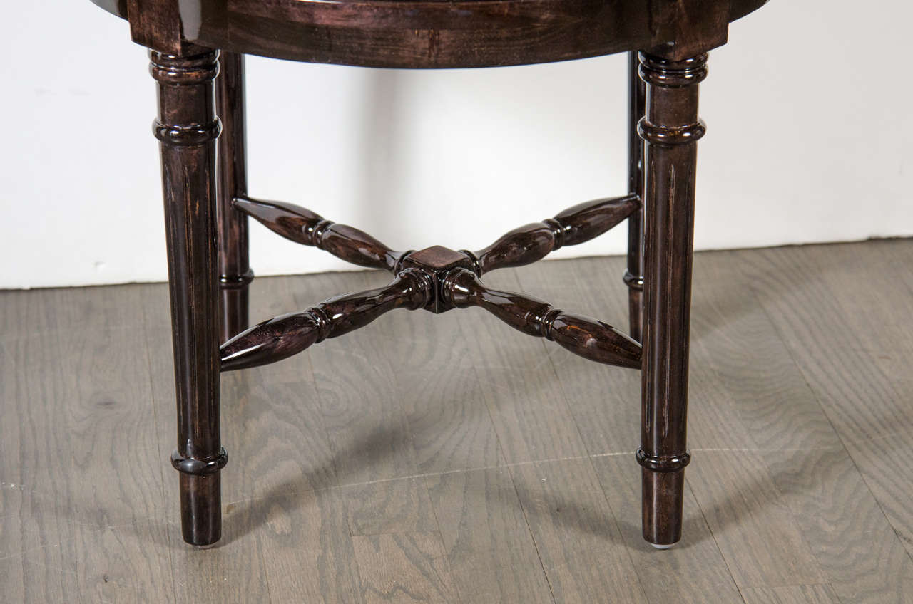 Scroll Back Swivel Stool Upholstered in Blue-Grey Mohair at 1stDibs