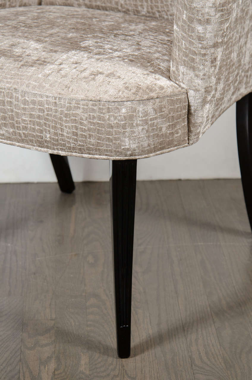 Pair of Mid-Century Modernist Scroll-Arm Wingback Chairs in Crocodile ...