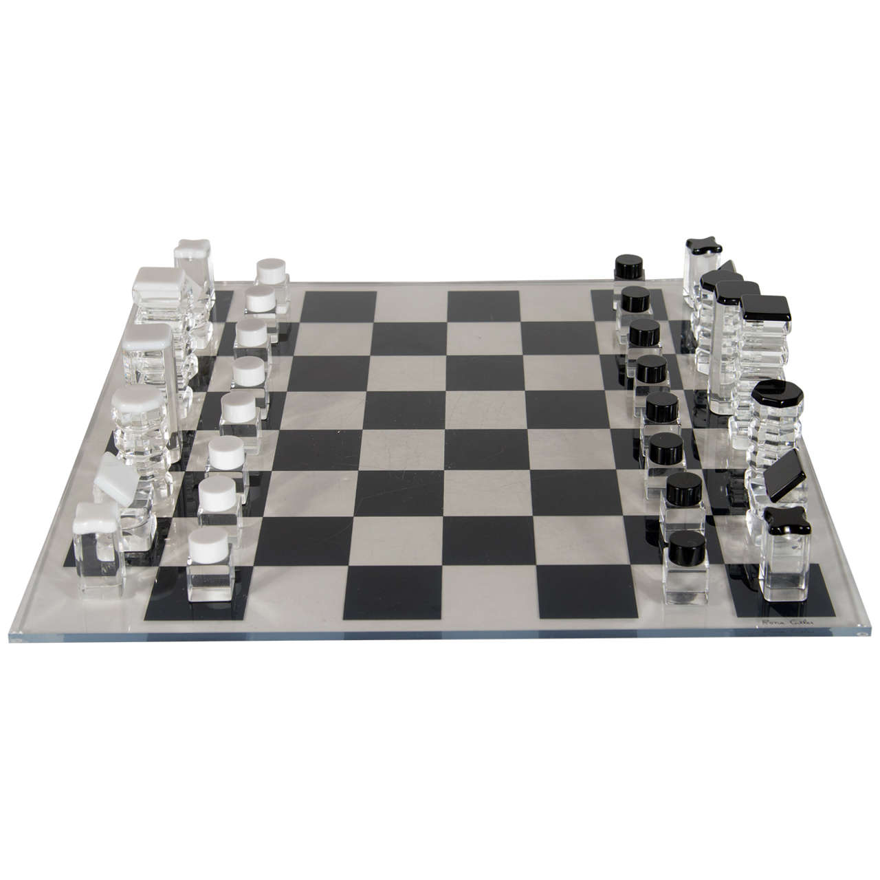 Mid-Century Modernist Lucite Chess Set Designed by Rona Cutler at 1stDibs