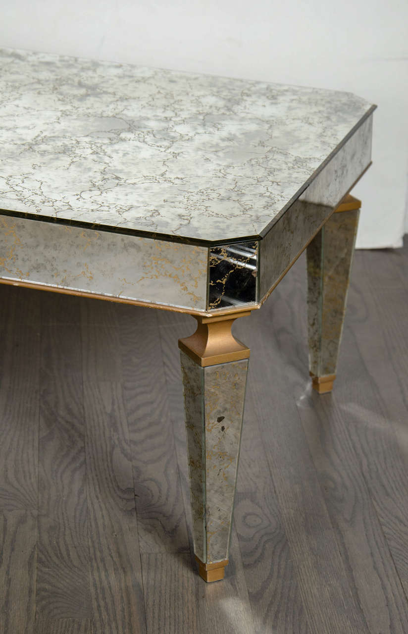 1940s Hollywood Regency Mirrored and Gilt Cocktail Table in the Manner ...