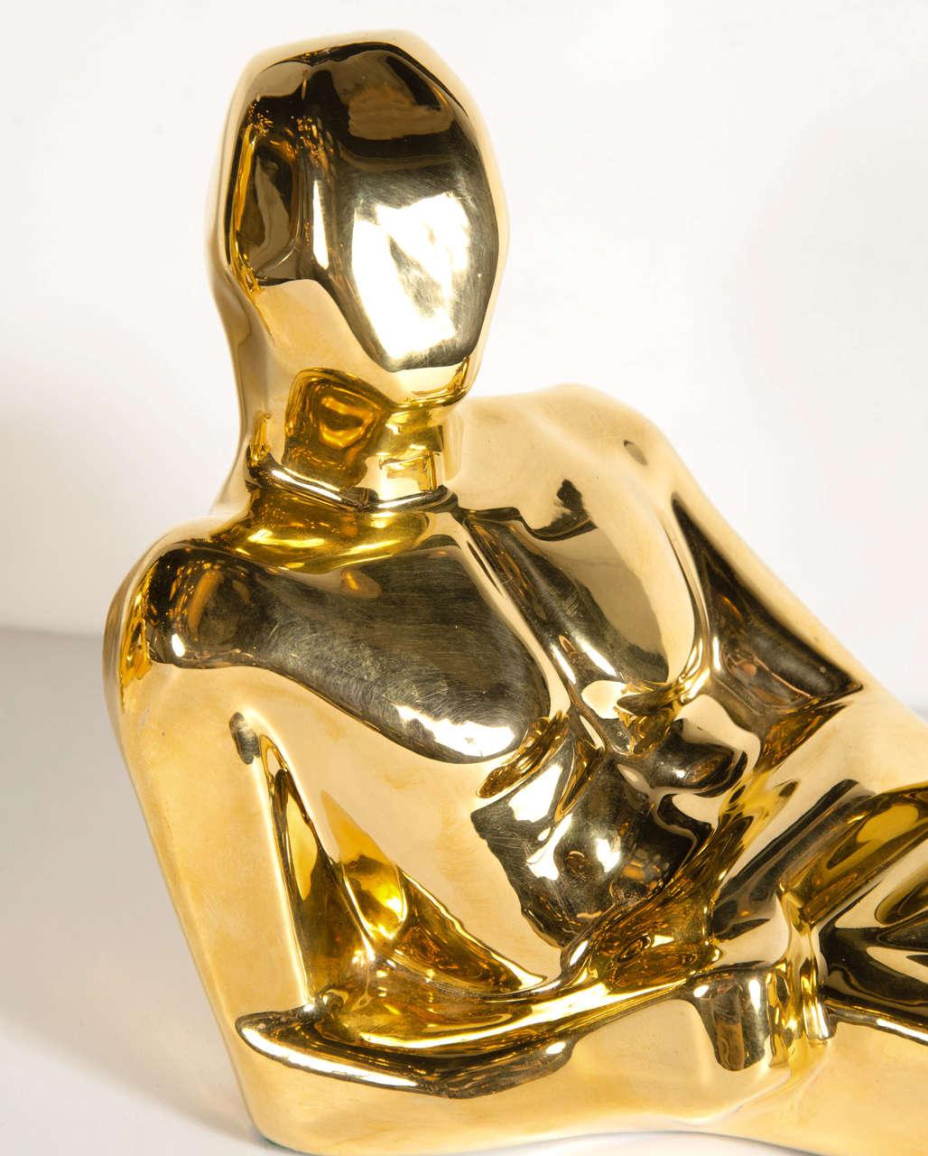 Modernist Ceramic Gold-Plated Reclining Man Sculpture by Jaru at ...