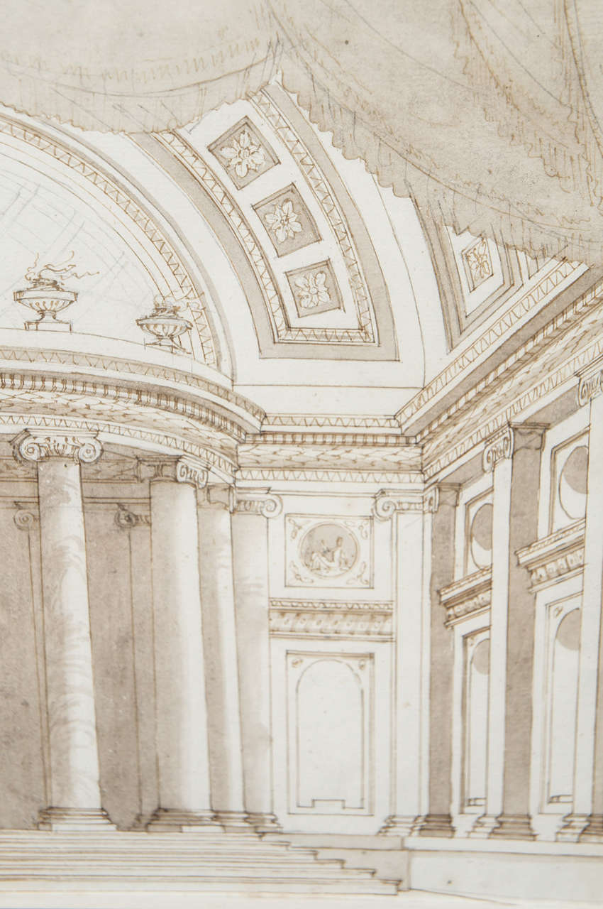 A Pair of Fine 19th c. Architectural Interior Pen and Ink Drawings at ...